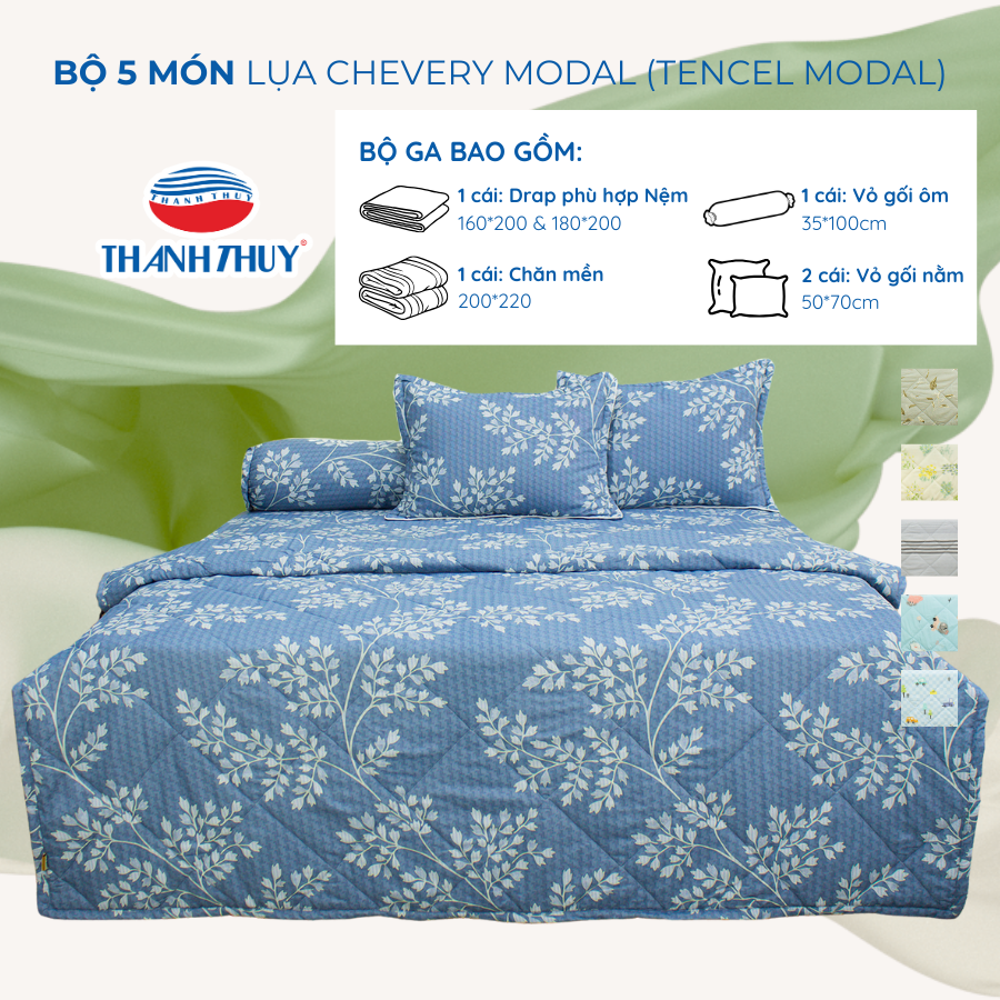 Bộ Chăn Ga Gối 5 món - Lụa Chevery Modal (Tencel Modal) - Chăn Ra Thanh ...